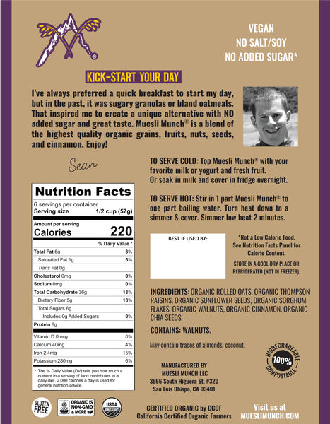 (6-Bag Pack) Gluten Freedom Original Muesli | Muesli Munch, LLC